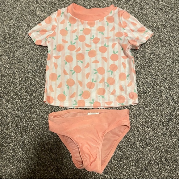 Swim | Floatmini 2 Piece Toddler Girls Swimsuit Orange Peaches Size 3t ...
